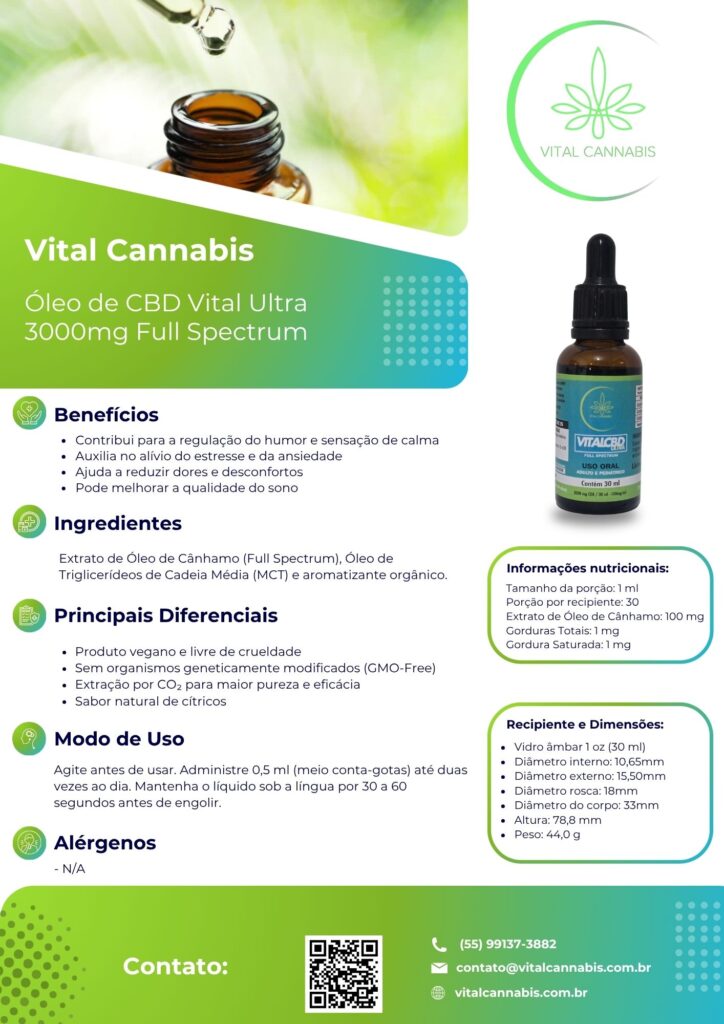 FICHA TECNICA E COA - Óleo de CBD Vital Ultra 3000mg Full Spectrum ...